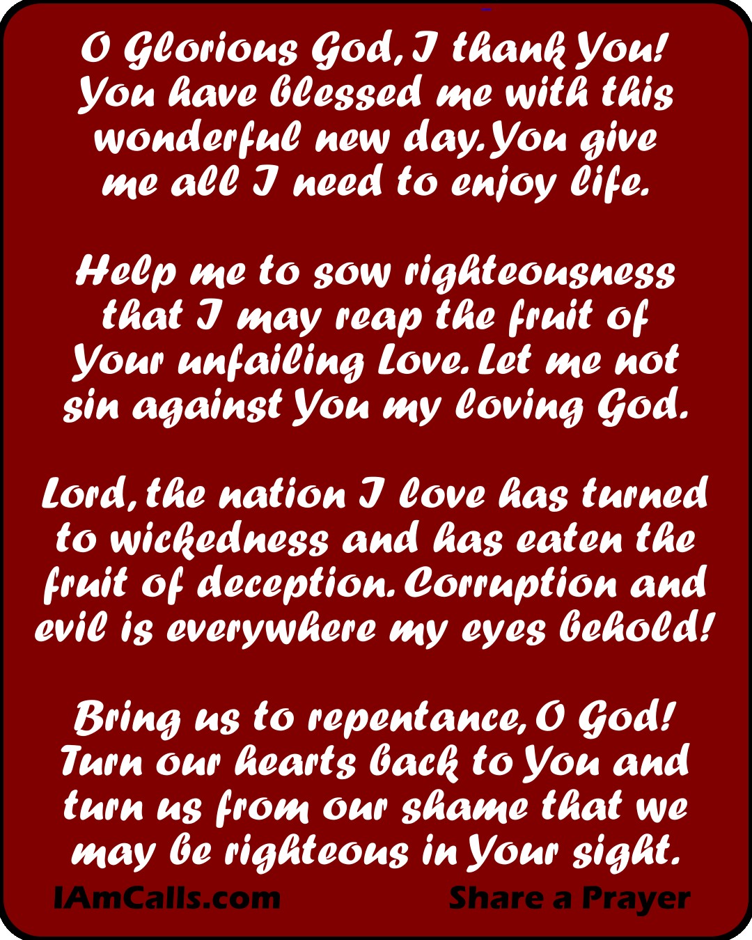 Sowing Righteousness Prayer - Almighty I AM Calls